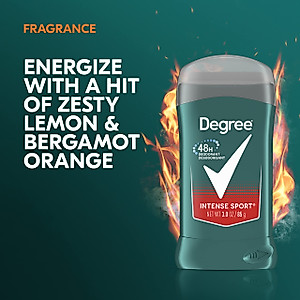 Degree Men Original Aluminum Free Deodorant for Men, 48-Hour Odor Protection, Intense Sport, 3 Ounce (Pack of 6)