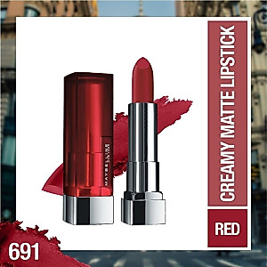 Maybelline Color Sensational Lipstick, Lip Makeup, Matte Finish, Hydrating Lipstick, Nude, Pink, Red, Plum Lip Color, Rich Ruby, 1 Count