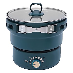 Foldable Electric Hot Pot, Mini Ramen Cooker with Handles, Noodles Pot, Multifunctional Electric Cooker for Pasta, Shabu-Shabu, Oatmeal, Soup and Egg with Over-Heating Protection (Green)