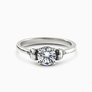 Jeulia Gothic Black Skull Rings Sterling Silver Round Cut Diamond Punk Rings Band Halloween Jewelry for Women Teen Girls CZ Solitare Engagement with Gift Box (Two Skull, 5.5)