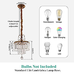 Zenouidle Modern Crystal Chandelier Crystal Pendant Light Fixture 2-Tier Round Flush Mount Ceiling Light for Dining Room Bedrooms Living Room Entryway,Gold(E26 Base)