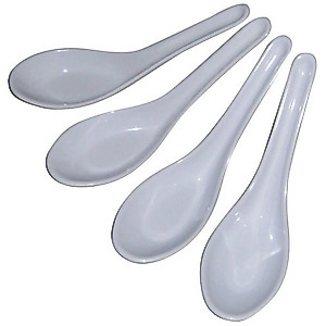 JapanBargain 3421, Soup Spoons Japanese Soup Spoons Chinese Soup Spoons Rice Spoons Pho Spoons Ramen Soup Spoons Wonton Soup Spoons, White Color, Pack of 4