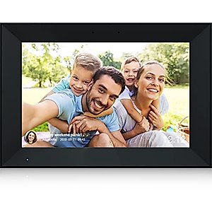 Digital Photo Frame 10.1 Inch WiFi Digital Picture Frame IPS HD Touch Screen Smart Cloud Photo Frame with 16GB Storage, Auto-Rotate, Easy Setup to Share Photos or Videos Remotely via AiMOR APP (Black)