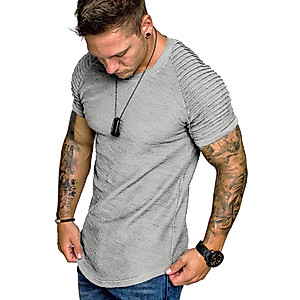 COOFANDY Mens Muscle Gym T-Shirts Fashion Hip Hop Shirt Light Grey L