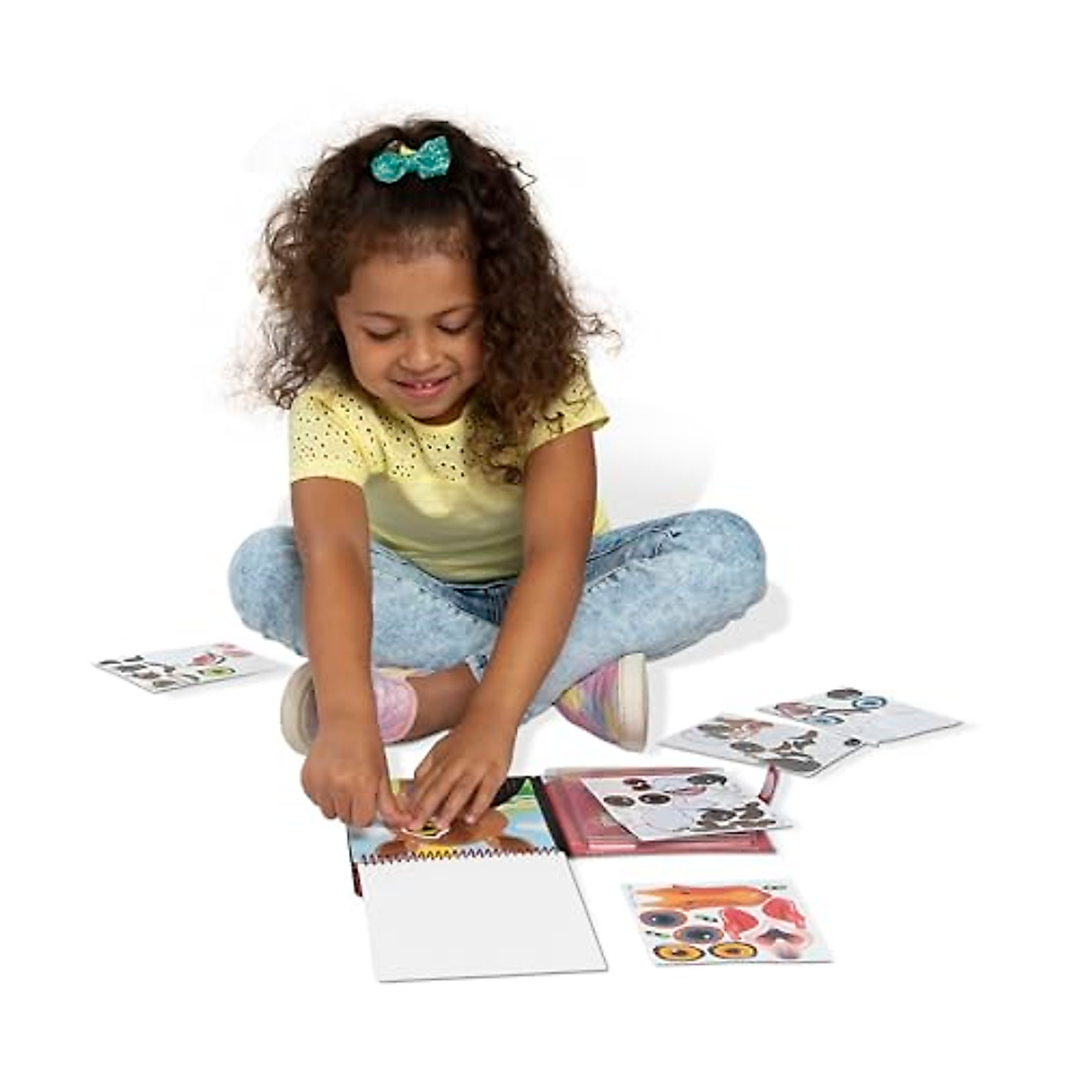 Melissa & Doug On The Go Make-a-Face Reusable Sticker Pad Travel Toy Activity Book – Farm Animals (10 Scenes, 76 Cling Stickers)