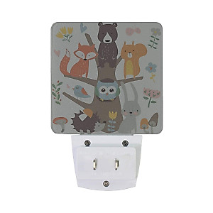 Led Night Light Animal Fox Bird Owl Bear Rabbit Flower Tree, Auto Senor Dusk to Dawn Night Light Plug in for Kids Baby Girls Boys Adults Room2