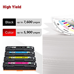 055H 055 MF743cdw Toner Cartridge Replacement for Canon 055H 055 High Capacity Imageclass MF743cdw MF741cdw MF745Cdw MF746Cdw LBP664Cdw Toner Printer(Black, Cyan, Yellow, Magenta, 4-Pack)
