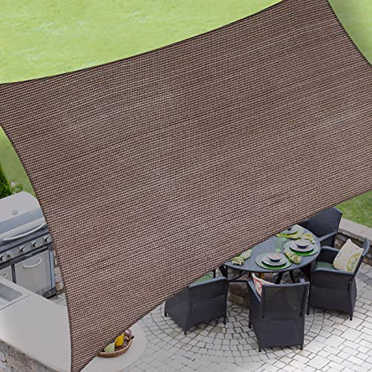 LOVE STORY 6.5' x 10' Rectangle Brown Sun Shade Sail Canopy UV Block Awning for Outdoor Patio Garden Backyard