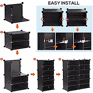 VTRIN Shoe Rack Organizer DIY 24 Pair Tower Shoe Storage Cabinet for Boots Slippers Closet Organizers and Storage with Doors for Entryway
