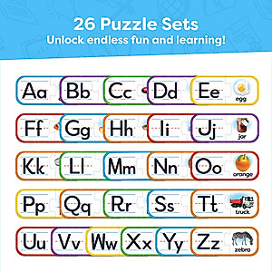 Alphabet Puzzle Games for Kindergarten - 26 Pairs Self-Correcting ABC Puzzle Alphabet Matching Game - ABC Learning for Toddlers - Sturdy Alphabet Learning Toys Learning Letters Matching Game