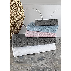 REGAL RUBY Quick-Dry 4 Pieces Grey Hand Towels Highly Absorbent 100% Turkish Cotton - Perfect Lightweight Towel for Bathroom, Kitchen, Guests, Pool, Gym, Camp, Travel, College Dorm, Shower