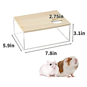 kathson Hamster Sand Bath Box Transparent Acrylic Small Animals Shower Bathtub Guinea Pigs Digging Sand Container Cage Accessories for Lemmings Gerbil Mice Hedgehog Chinchilla (Square)