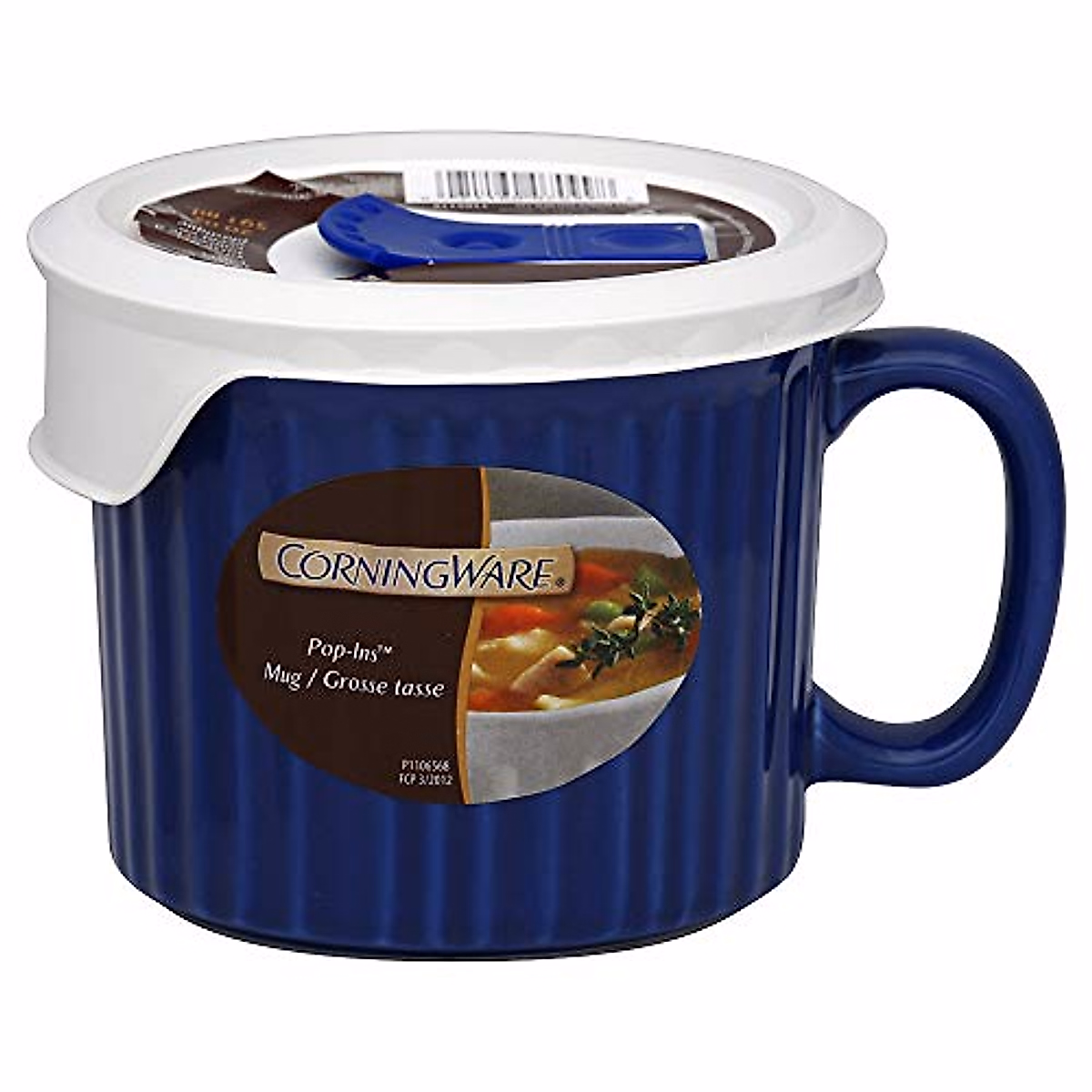 CorningWare Meal Mug with Vented Lid for Steam, 20-Oz Stoneware Soup Mug, BPA-Free Lid, Microwave, Freezer, and Dishwasher Safe, Blueberry