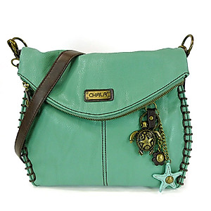 Chala Charming Crossbody Bag Pleather Metal DRAGONFLY Teal Green Convertible