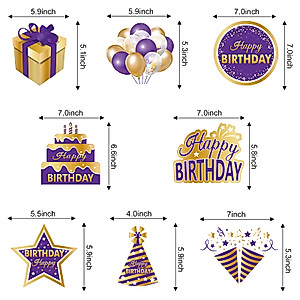 Purple Gold Birthday Hanging Swirls Decorations for Women Girls, Purple Happy Birthday Foil Swirls Party Supplies, 10th 16th 21st 30th 40th 50th 60th Bday Ceiling Sign Decor