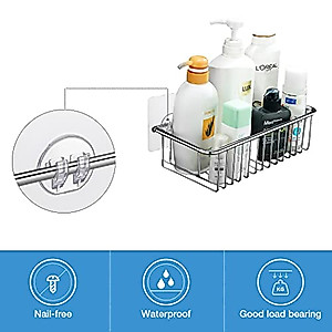 Conworld 2 Packs Shower Caddy Adhesive Replacement, Strong Sticky Heavy-duty Wall Adhesives Nail Free Transparent Adhesive Pad, Adhesives Hook for Shower Caddy, Kitchen Racks, Bathroom Storage Shelves