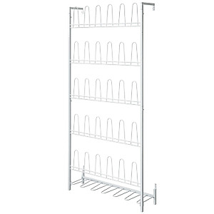 MyGift Modern Matte White Metal Hanging Shoe Rack for Walk in Closet, Mudroom and Entryway, Wall Mounted Space Saving Organizer for Shoes and Boots, Holds 18 Pairs