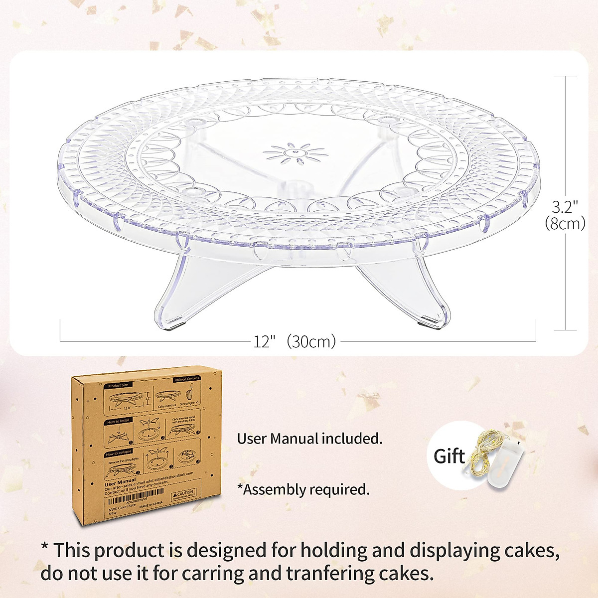 Pack of 11 NWK Dessert Stand Set, 12inch Cake Stand + 2X Large 2-Tier Cupcake Stands + 2X Large 3-Tier Cupcake Stands + 4 x Appetizer Trays +2 x Cake Pop