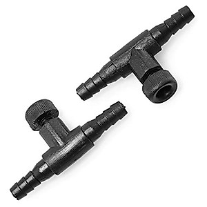 DGZZI T Shaped Control Valve 10PCS Black Plastic Aquarium 2 Way Air Line Regulator Connector for Fish Tank Pump 4mm