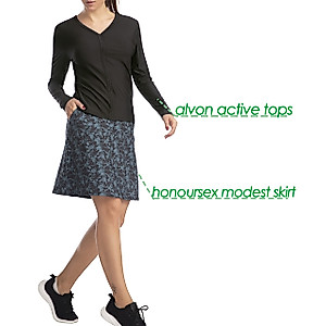 Women Skorts Knee Length Skirts Causal Skorts Skirts with Pockets Golf Skirt Plus Size Skorts Longer Length Tennis Skirt Leaf M