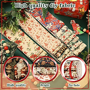 Fanfanwin 40 Pcs Vintage Christmas Quilting Fabric Jelly Fabric Squares 2.56 Inch Christmas Fabric Roll Precut Patchwork Snowflake Reindeer Fabric Strips for Xmas Craft Sewing DIY