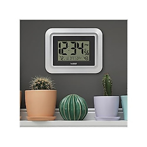 La Crosse Technology 513-1918S-INT Atomic Digital Wall Clock with Outdoor Temperature
