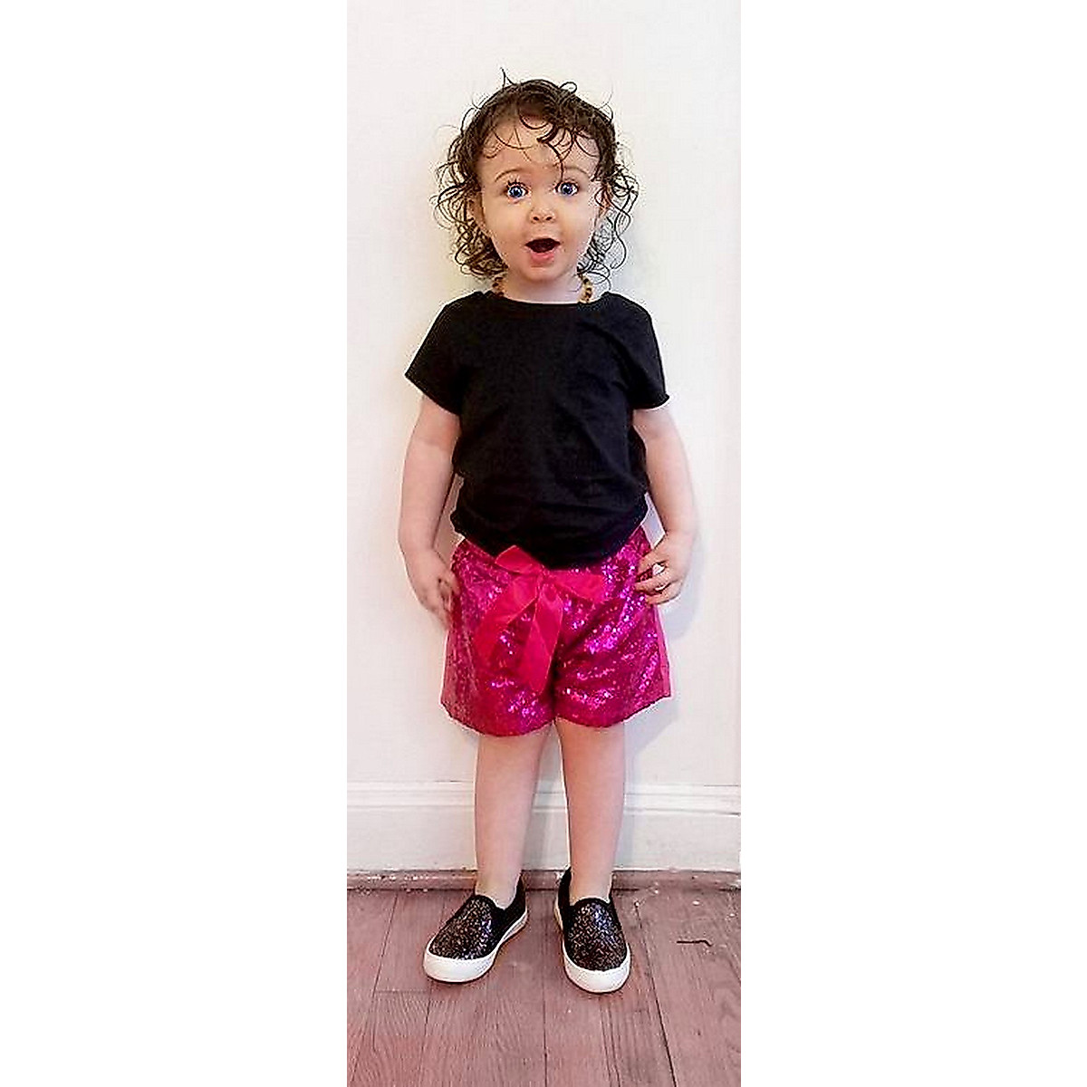 Messy Code Baby Girls Shorts Toddlers Short Sequin Pants Newborn Sparkle Shorts with Bow , Gold, XL(3-4Y)