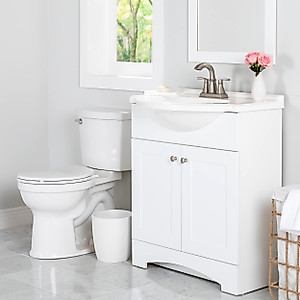Spring Mill Cabinets Zarna 31 Inch Bathroom Vanity with White Drop-in Single Sink Top, 2-Door Cabinet, 31" W x 18.78" D x 36.63" H, White