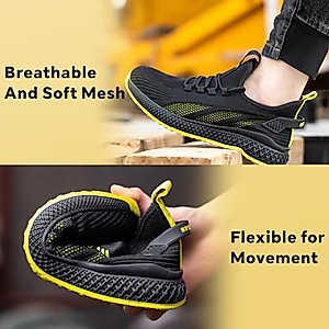 SPIEZ Safety Shoes for Men, Women 116 (Men Size 11, Black/Yellow