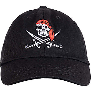 Ann Arbor T-shirt Co. Jolly Roger Pirate Flag | Skull & Crossbones Caribberan Cruise Baseball Boat Cap Dad Hat Black