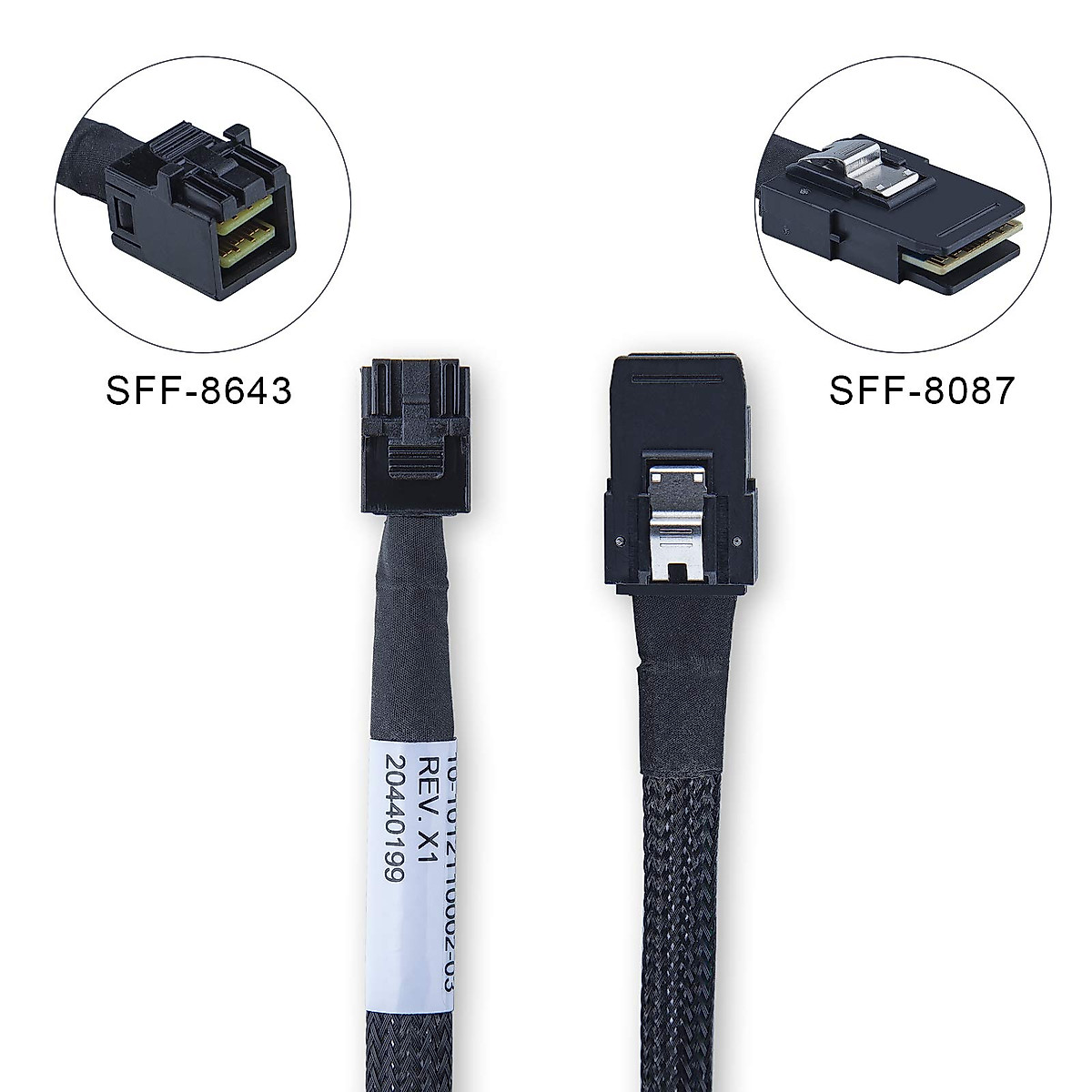 SFF-8643 to SFF-8087 Internal Mini SAS HD Cable, Compatible with Raid Controller Hard Drive, 100-Ohm, 0.8-m(2.6ft), 2 Pack