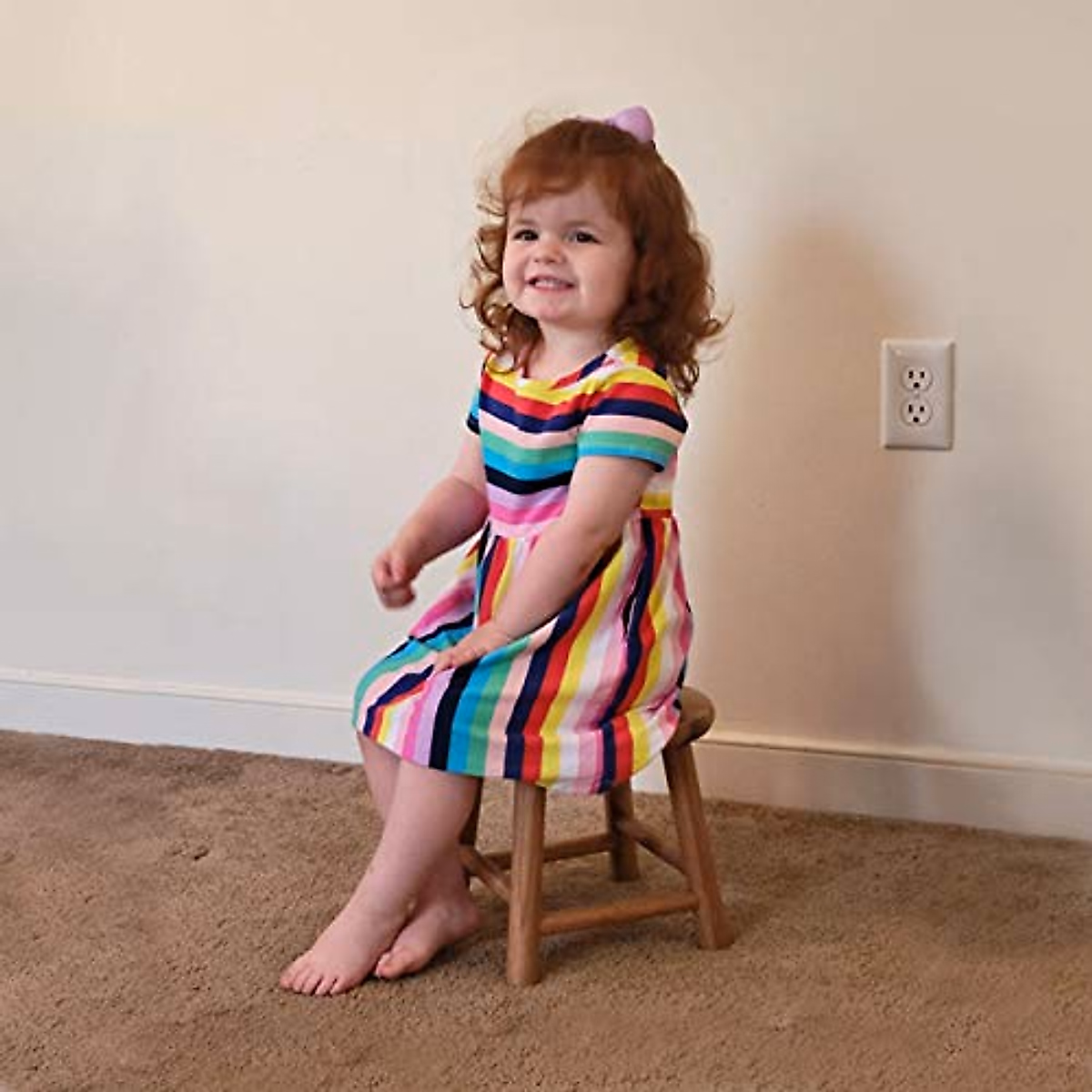 CONSDAN Kids Stool, Milking Stool, USA Grown Oak, Plant Stand, Handcrafted Solid Wood Stool, 9" Low Stool, Round Step Stool, Wooden Stool for Kids, Small Short Stool, Shoe Changing Stool(Natural)