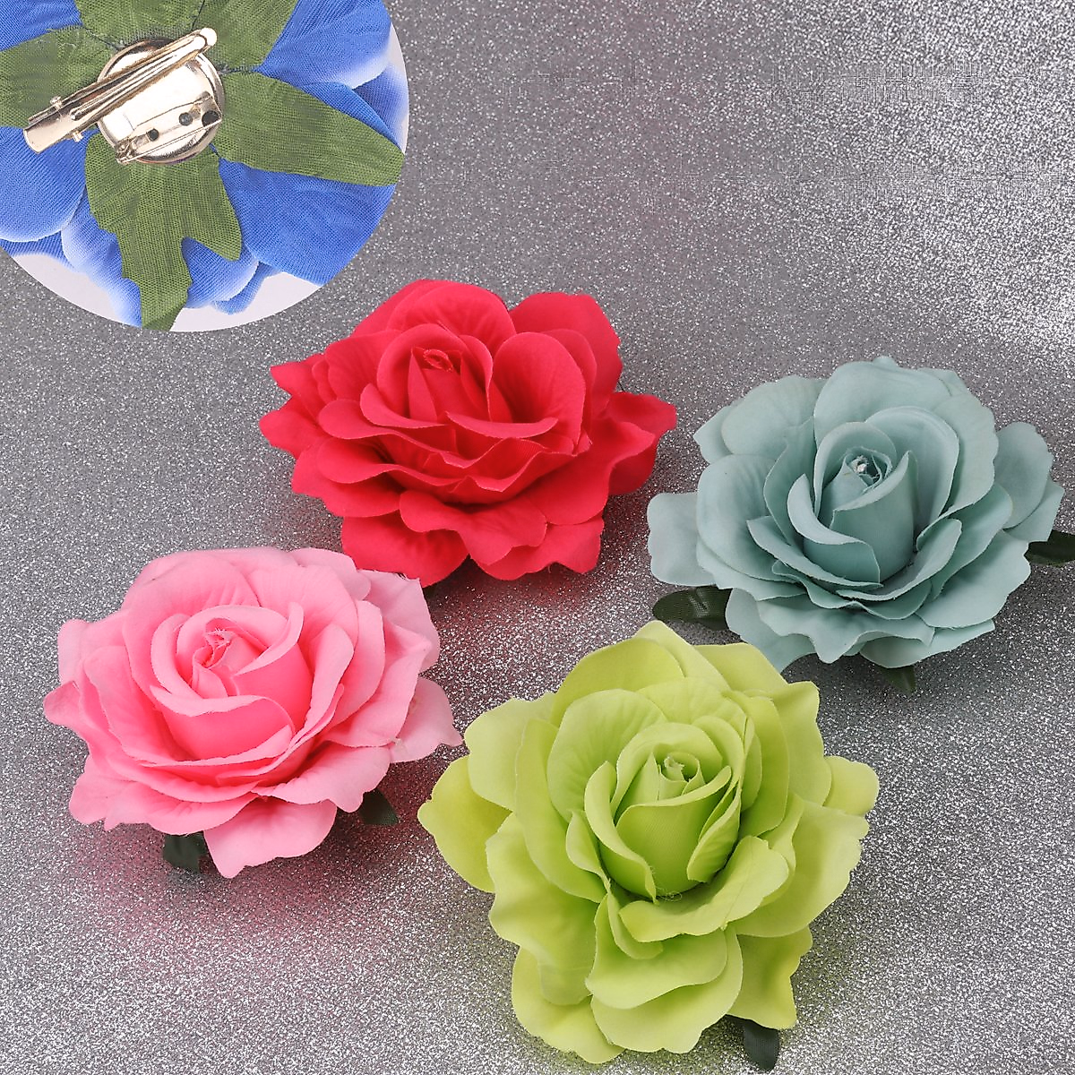 Cubaco Rose Hair Clips for Women, 15 Packs Vintage Hair Flower Brooch Pin Boho Hair Clip Flower Hair Accessories