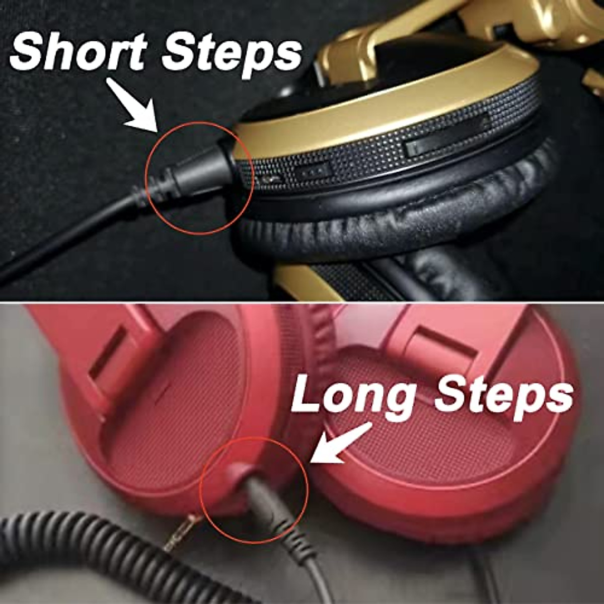 Voarmaks 4 Pole Long Steps Audio DJ Cable Cord Line Plug Compatible with Pioneer HDJ-X5 X7 S7 CUE1 Headphones Extended Coiled Spring Dj Wire