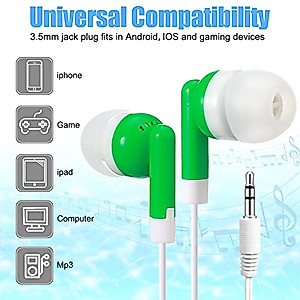 Konohan 100 Pack Kids Earbuds Wired Earphones Wired Earbuds Multipack Earbuds Earphones Headphones Earbuds for School Library Museum Classroom Students