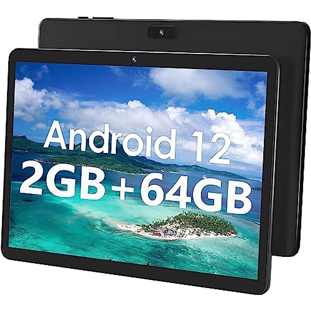 SGIN Android 12 Tablet, 10.1 Inch 2GB RAM 64GB ROM Tablets with Quad-Core A133 1.6Ghz Processor, 2MP + 5MP Camera, Bluetooth, WiFi, GPS, 5000mAh(Black)