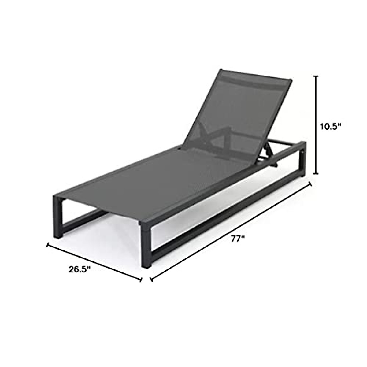 Christopher Knight Home Modesta Outdoor Aluminum Framed Chaise Lounge with Mesh Body, Black Finish / Grey Mesh