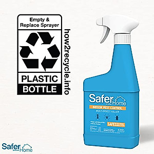 Safer Brand Safer Home SH110 Indoor Ant, Fly, Roach, Spider, Silverfish & Flea Killer Ready-to-Use Spray – Made with Natural Oils – 24 fl oz, Blue