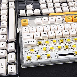 BowJian Custom Keycaps 140 Keys Set XDA Profile PBT Dye Sublimation ANSI Layout Keycaps Set for Holy Panda Gateron Kailh Cherry MX Switches Mechanical Gaming Keyboards (Milk & Bee)