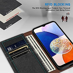ZZXX Samsung Galaxy A14 5G Wallet Case with [RFID Blocking] Card Slot Stand Strong Magnetic Leather Flip Fold Protective Phone Case for Samsung Galaxy A14 5G Case Wallet(Black-6.6 inch)