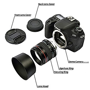 Lightdow 85mm F1.8 Medium Telephoto Manual Focus Full Frame Portrait Lens for Canon EOS Rebel T8i T7i T7 T6 T3i T2i 4000D 2000D 1300D 850D 800D 600D 550D 90D 80D 77D 70D 50D 6D 5D etc