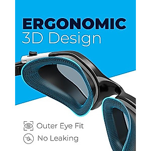 AqtivAqua Swimming Goggles Swim Goggles for Adults Men Women Kids Youth Girls Boys Children DX (Clear-Lenses Blue/Black-Frame)