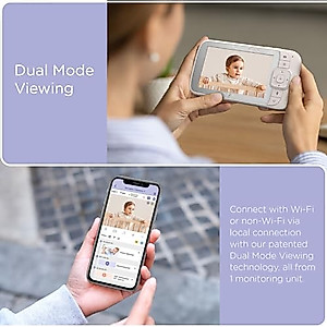 Hubble Connected Dual Vision Smart HD Baby Monitor with 2 Cameras, WiFi Baby Monitor with App and Screen, Remote Pan Tilt Zoom, 2-Way Talk, AI Motion Tracking, Night Vision, Room Temperature Sensor