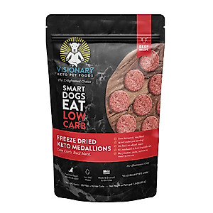 Visionary Pet Foods Beef Freeze Dried Dog Food, High Protein Treat, Low Carb and Grain Free, Made with Human Grade Ingredients for Optimal Nutrition and Digestion - Natural Beef Recipe, 3.5oz
