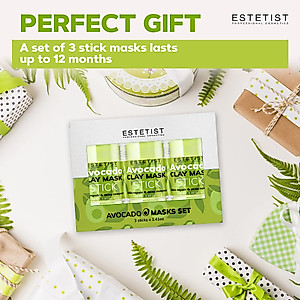 Avocado Clay Mask Stick Set Deep Pore Cleanser Blackhead Remover Replenishing Moisture Oil Control and Balance Skin Detoxifying Anti-Acne Treatment Skin Care for All Skin Types Pack of 3