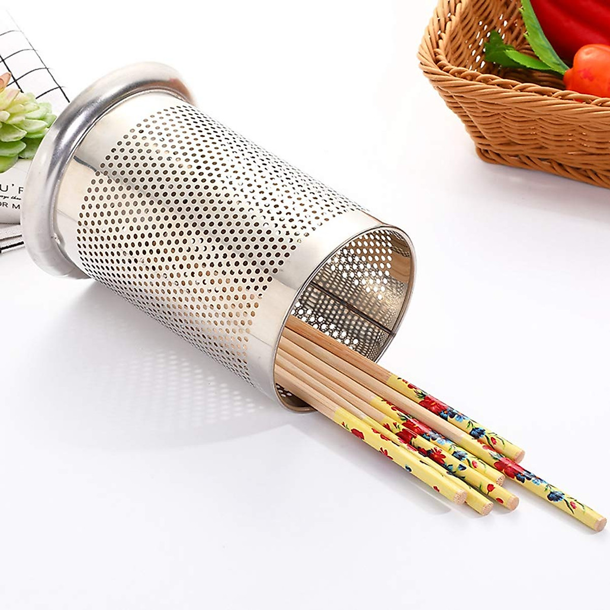 Saim Utensil Holder Stainless Steel Flatware Container for Spatula Sets Gadgets, Flatware Caddy for Cutlery Spoon Fork Kitchen Gadgets Etc