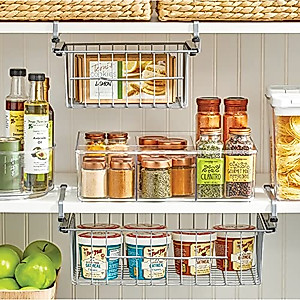 mDesign Plastic 6 Compartment Kitchen Drawer Divided Organizer Bin for Teas, Packets, Spices, Snacks, Food Packets, Applesauce - Pantry Shelf Storage Organization, Lumiere Collection, Clear