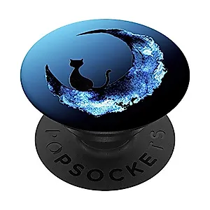 Vintage Halloween with Crescent Moon and Cat PopSockets PopGrip: Swappable Grip for Phones & Tablets