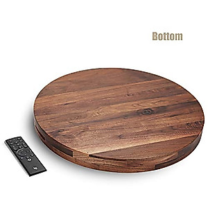 MAGIGO 20 Inches Extra Large Round Black Walnut Wood Ottoman Tray with Handles, Serve Tea, Coffee or Breakfast in Bed, Classic Circular Wooden Decorative Serving Tray