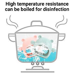 Baby Little Bear Silicone Teething Toys for 3-6 6-12 Months Infants,Anti-dropping Hand Wrist Teether Mitten,Sensory Chew Toy for Baby Sucking Biting Needs. (Blue)